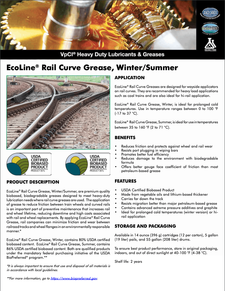 EcoLine® Rail Curve Grease, Winter/Summer