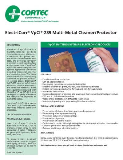 ElectriCorr® VpCI®-239 Extreme Environment/Outdoor Cleaner
